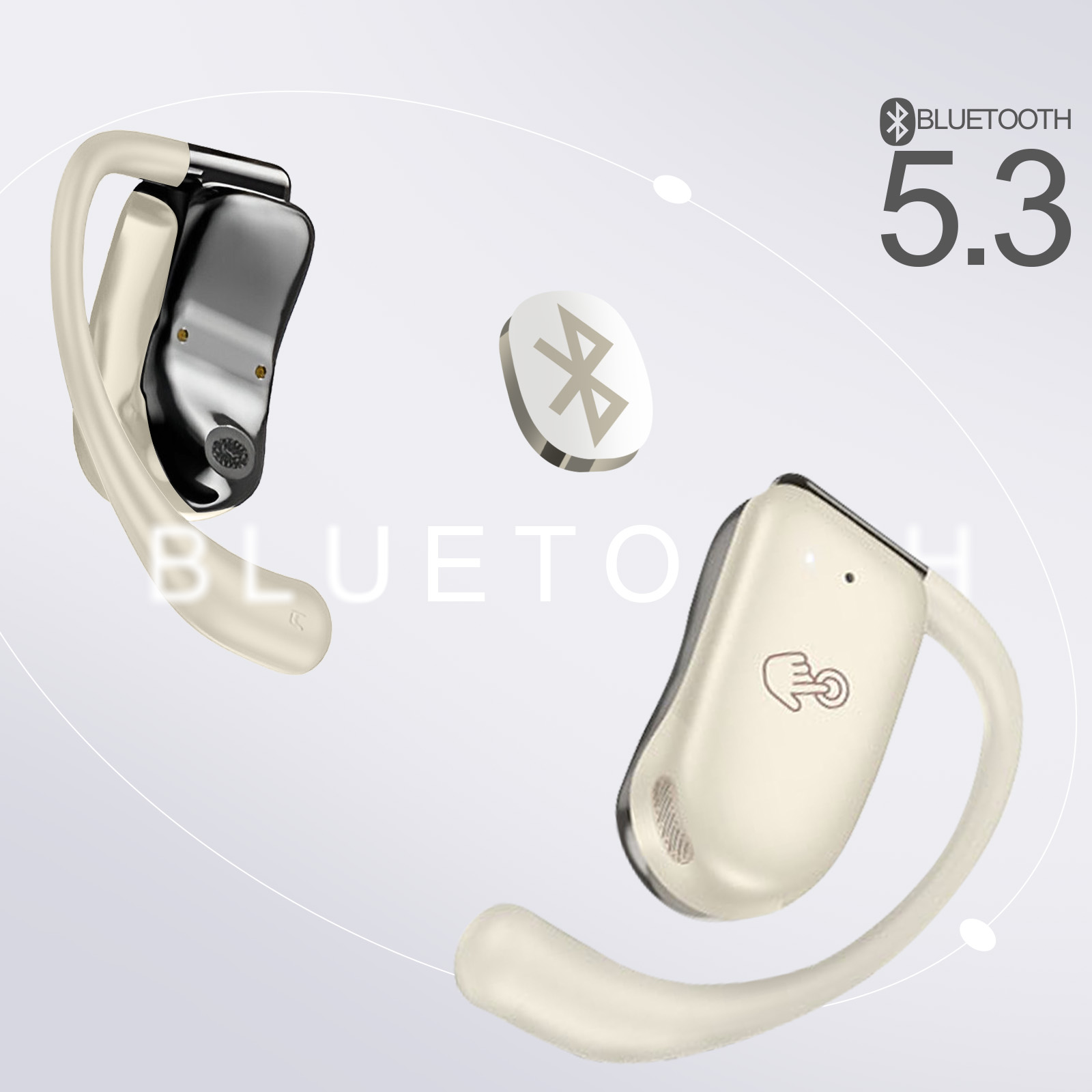 Écouteurs Sans Fil Design Open Ear Commande Tactile Hoco - Beige - Français